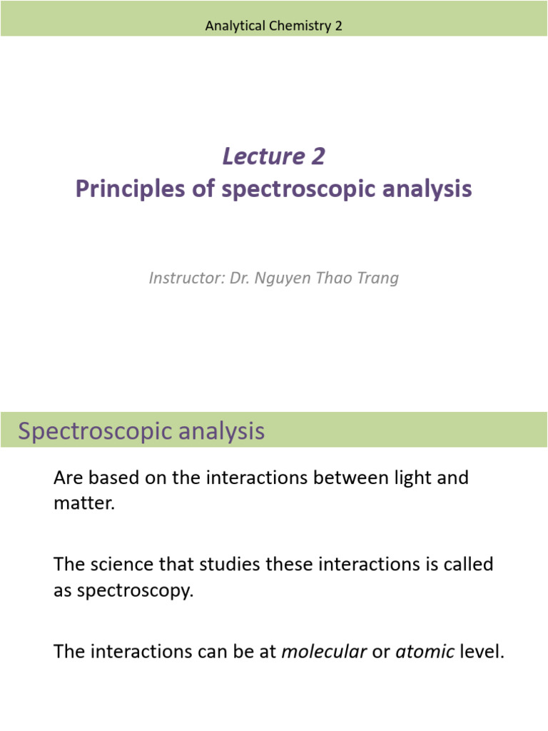 Lecture 2- Principles of Spectroscopic analysis | PDF