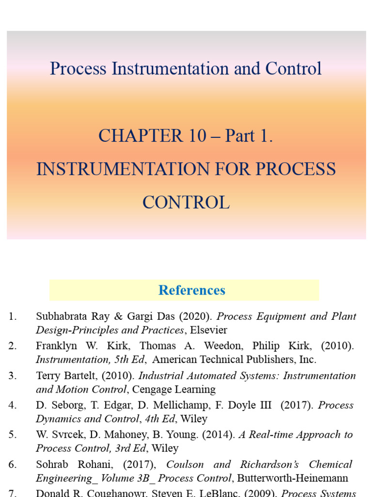 Chapter 10 Part 1 - Instrumentation For Process Control | PDF