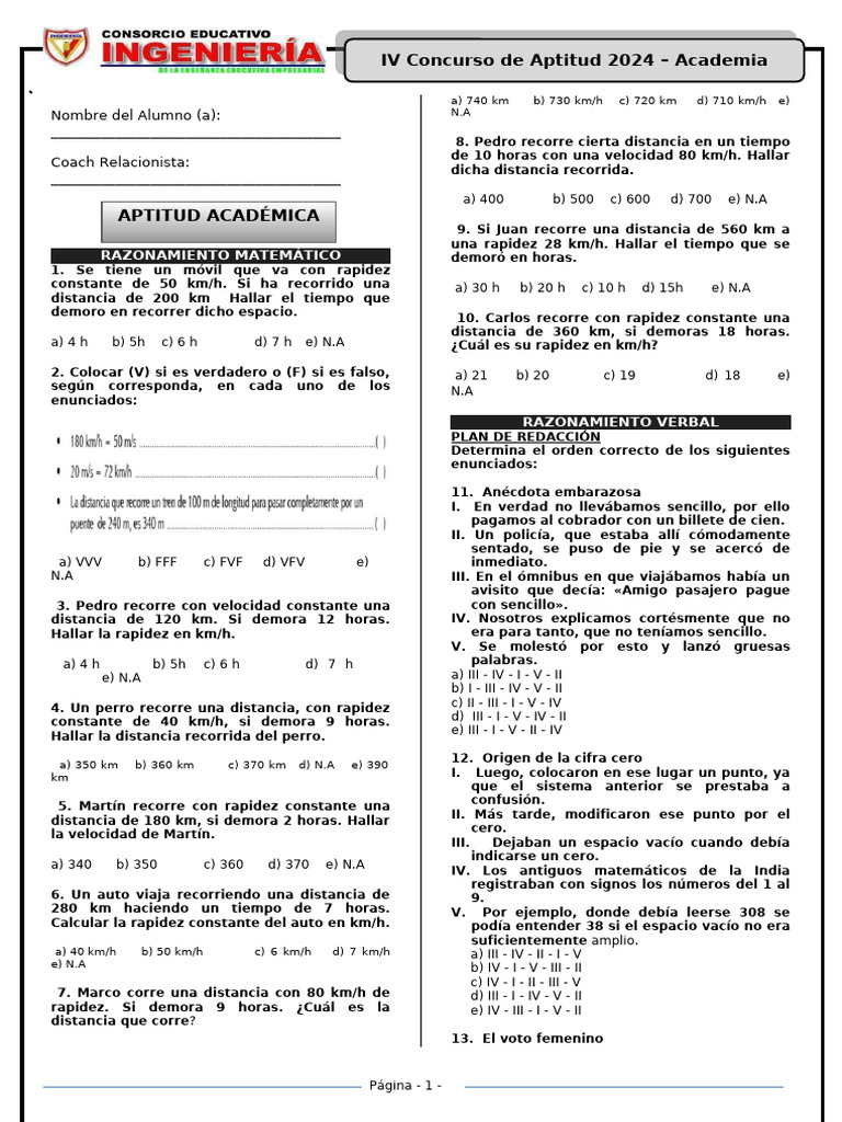 4to - Iv Simulacro Secundaria 2024 | PDF