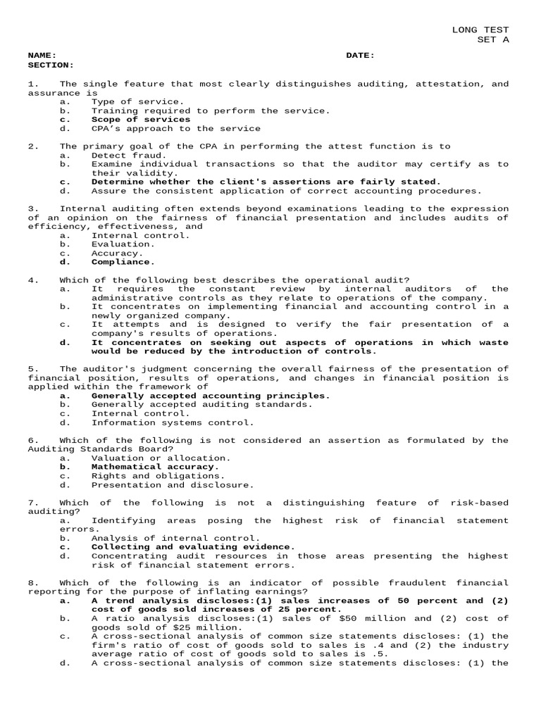 Psy002 Long Test Answer | PDF