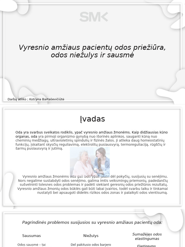 Vyresnio Amžiaus Pacientų Odos Priežiūra, Odos Niežulys Ir Sausmė | PDF