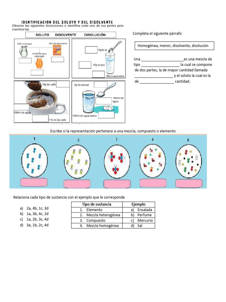 Complemento Mezclas, Compuestos y Elementos | PDF