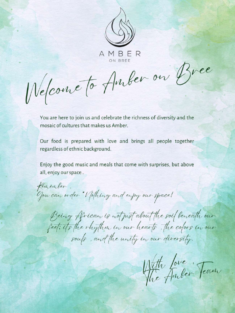 Amber On Bree Menu 2024 | PDF