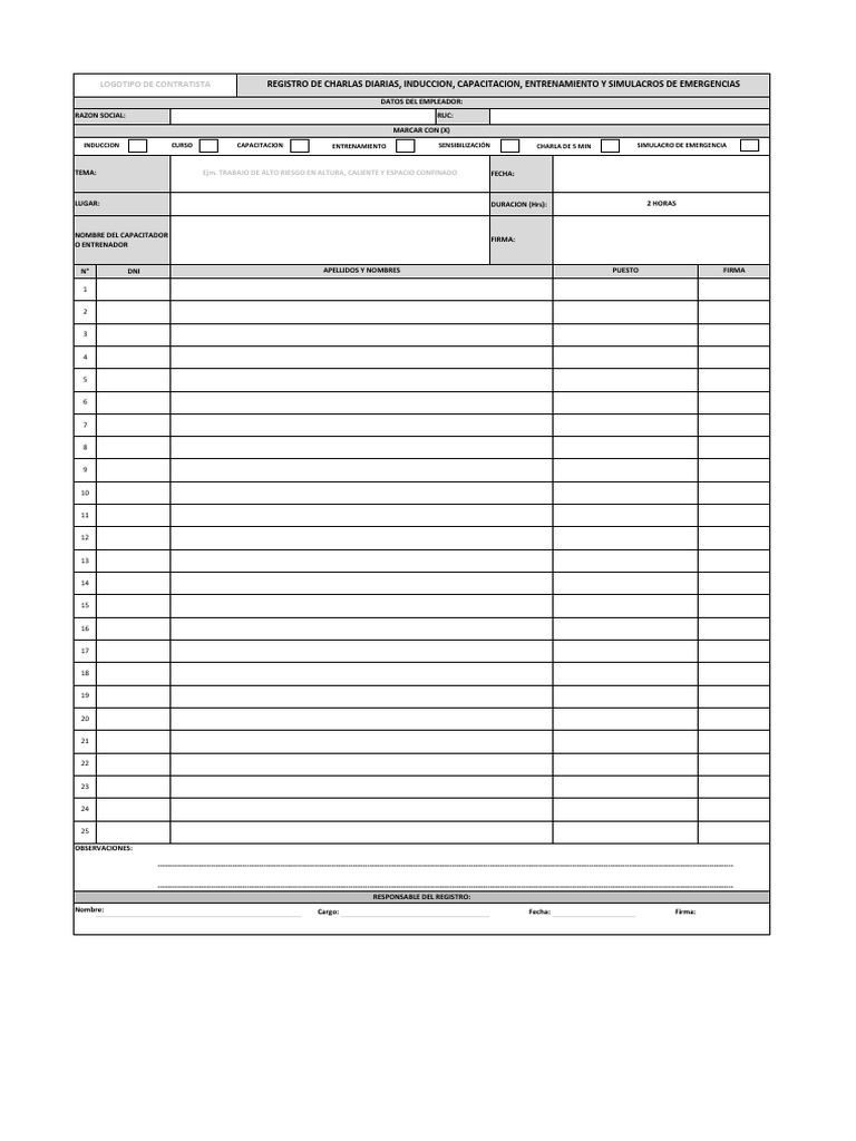 ANEXO 06 - FORMATO DE CAPACITACIÓN y ENTRENAMIENTO | PDF