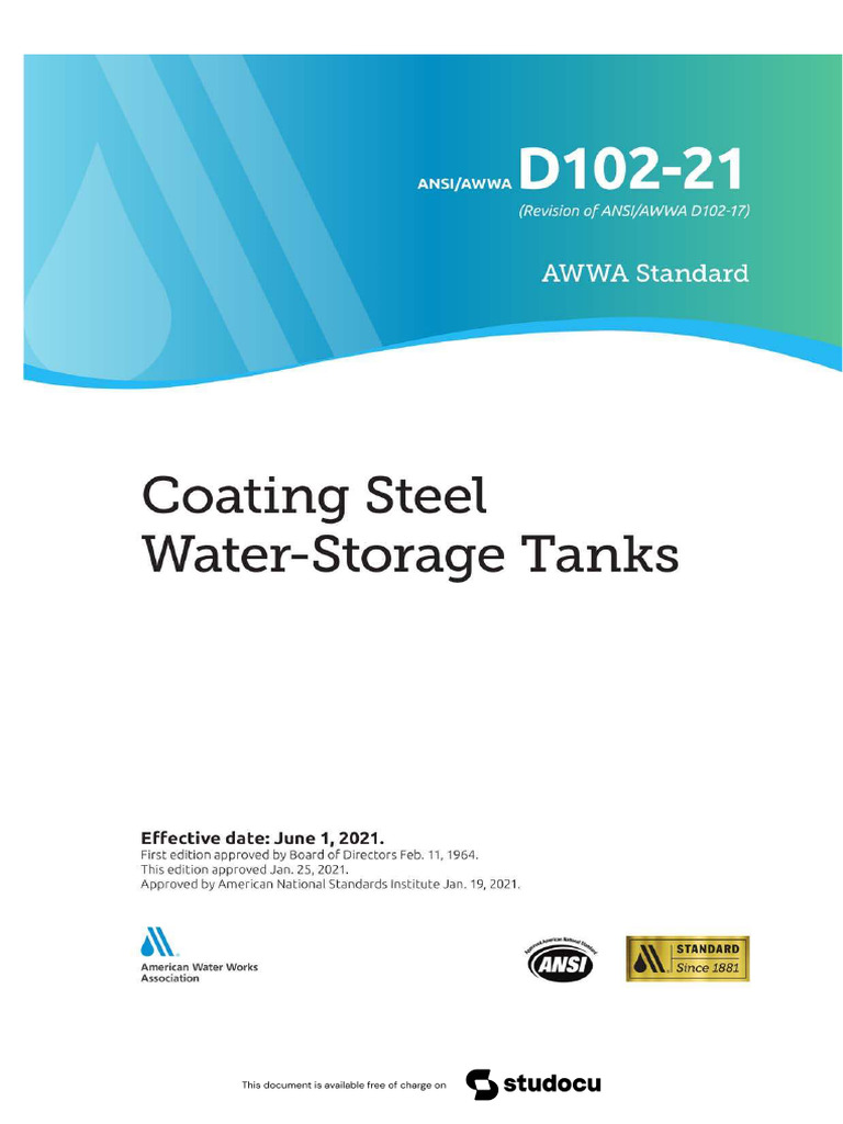 D102-2021 - Coating Steel Water-Storage Tanks | PDF