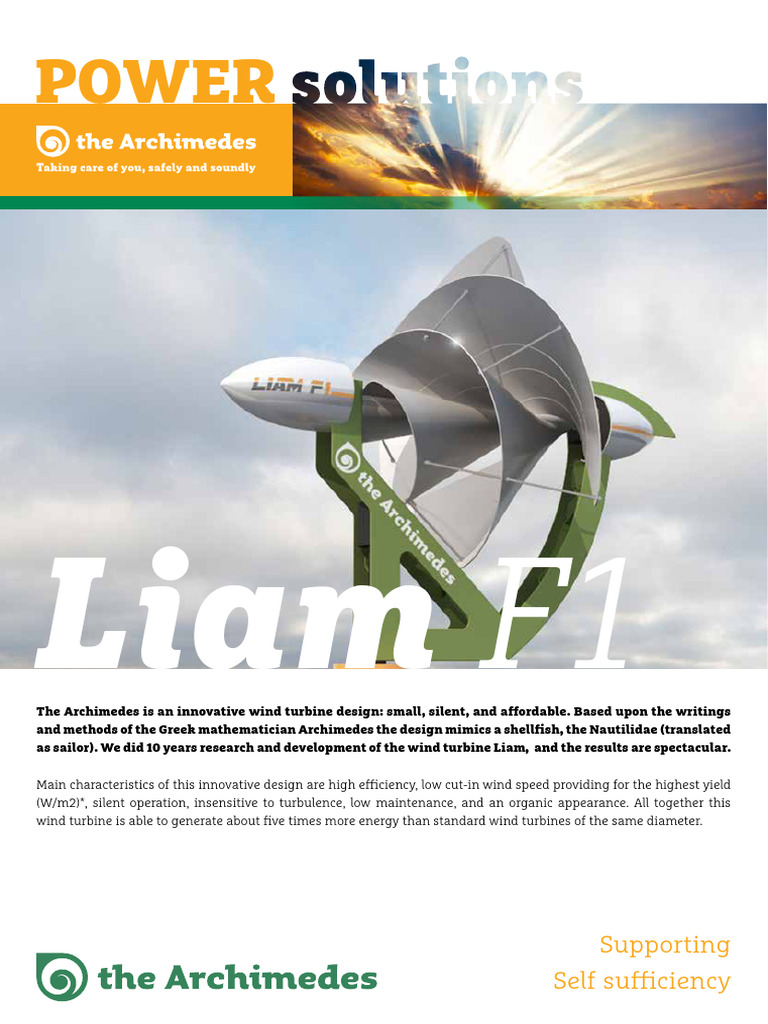 Liam F1flyer Archimedes ENG | PDF | Wind Turbine | Electric Power