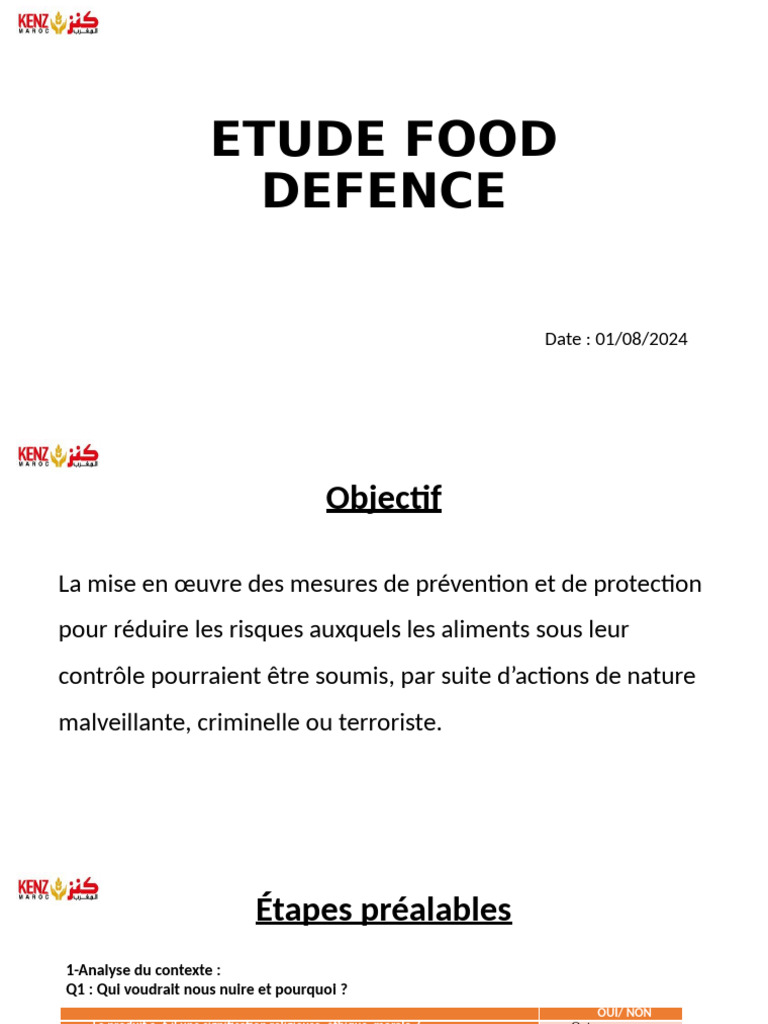 Présentation Food Defence | PDF