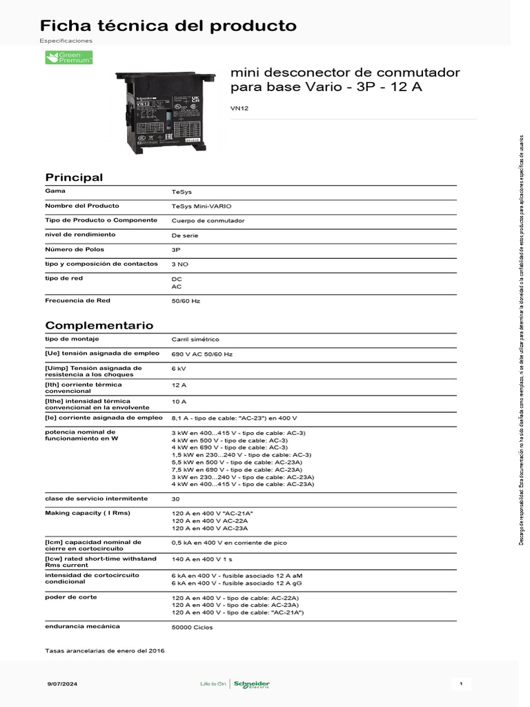 Schneider Electric - TeSys-Vario-y-TeSys-Mini-Vario - VN12 | PDF