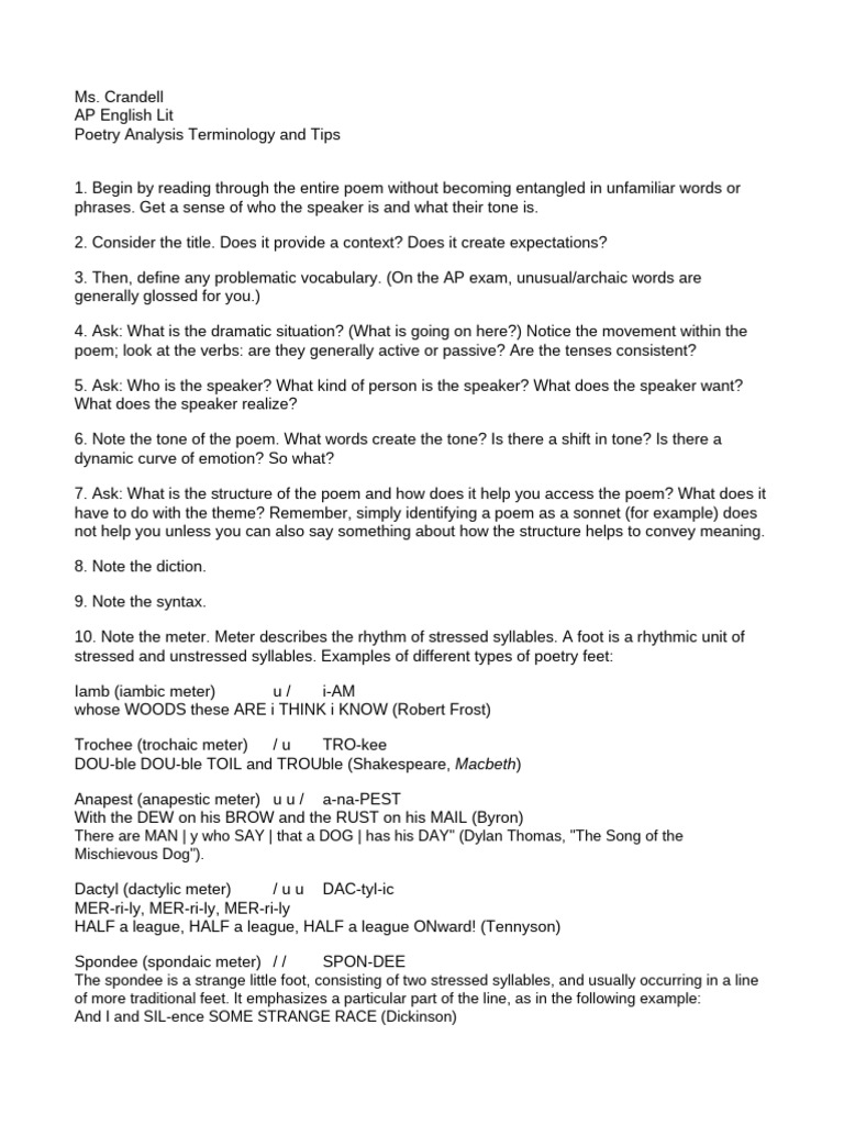 Poetry Analysis Terminology and Tips With Mary Oliver | PDF | Poetry ...