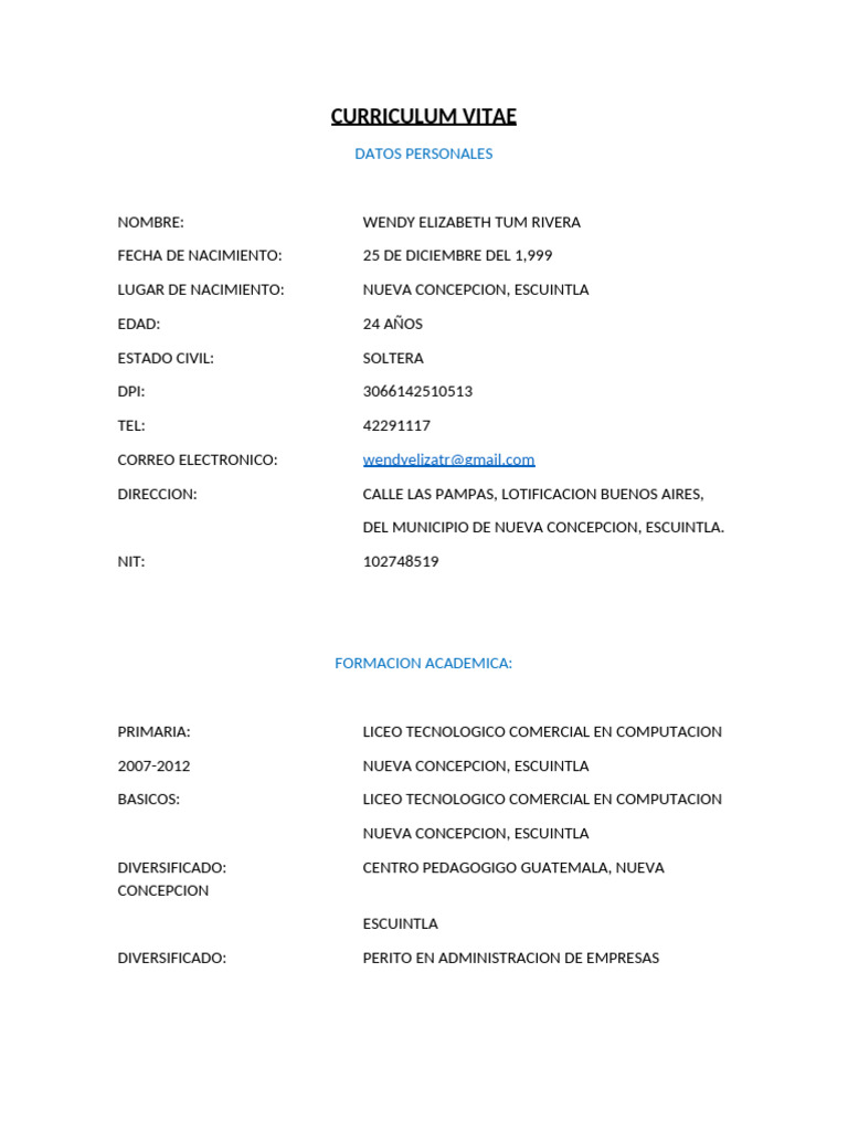CURRICULUM VITAE Wendy Tum | PDF