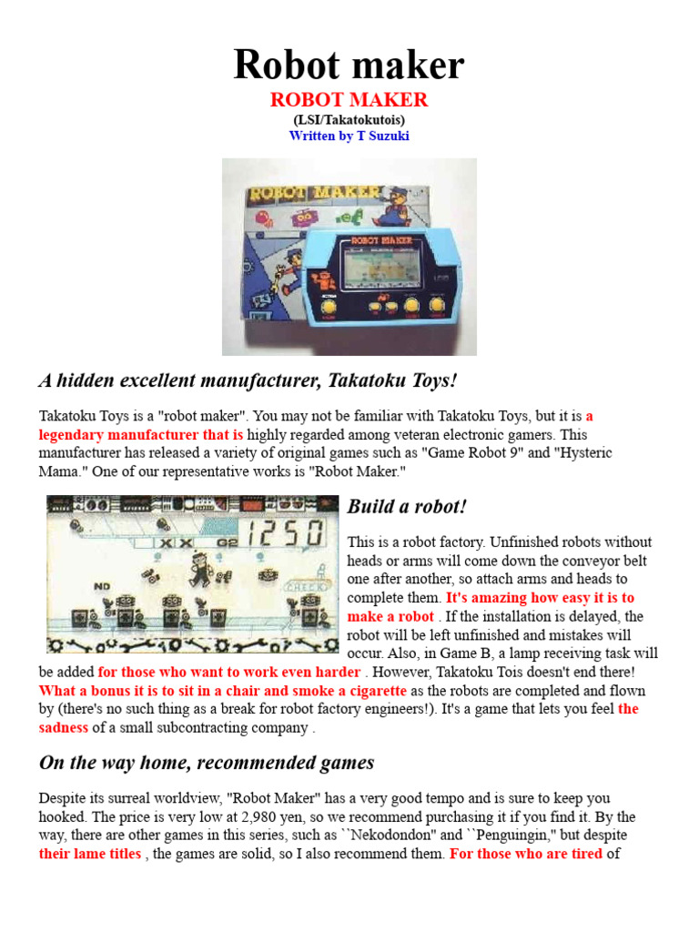 Robot Maker | PDF