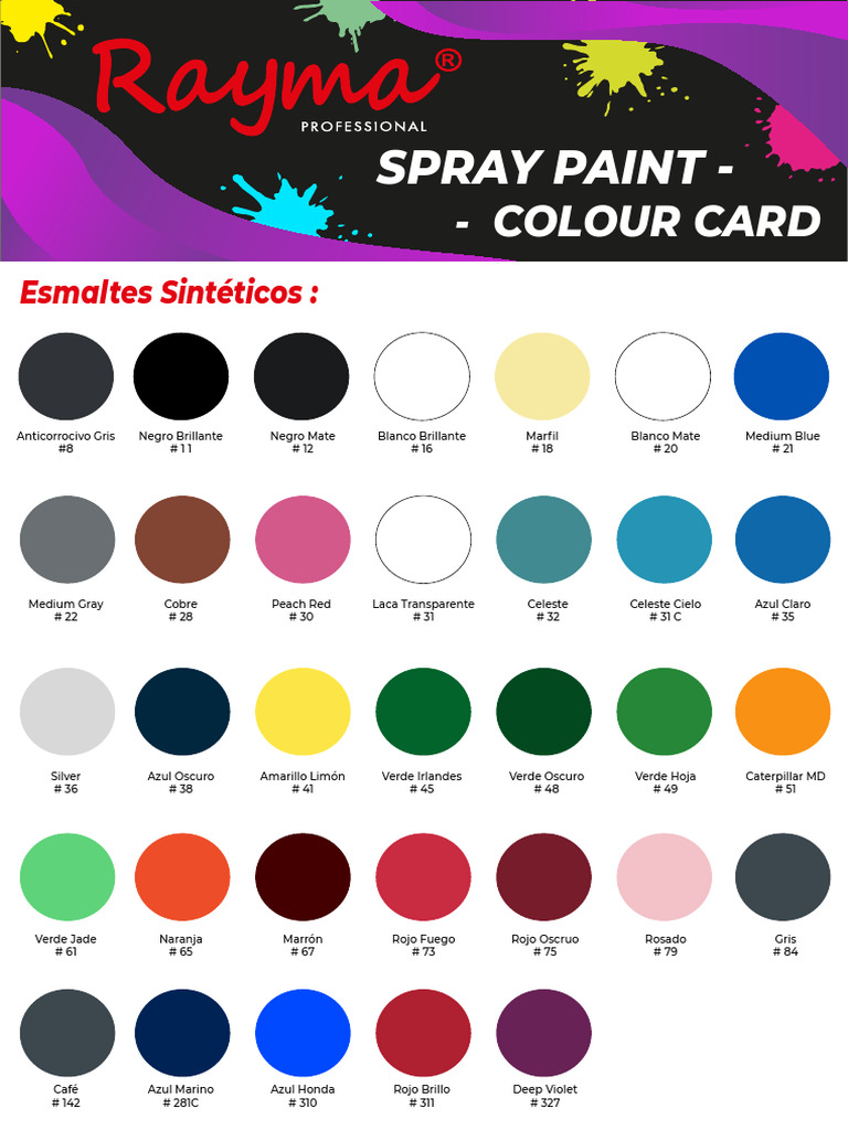 Catalogo-de-colores-Pinturas-en-Spray-Rayma-Professional | PDF