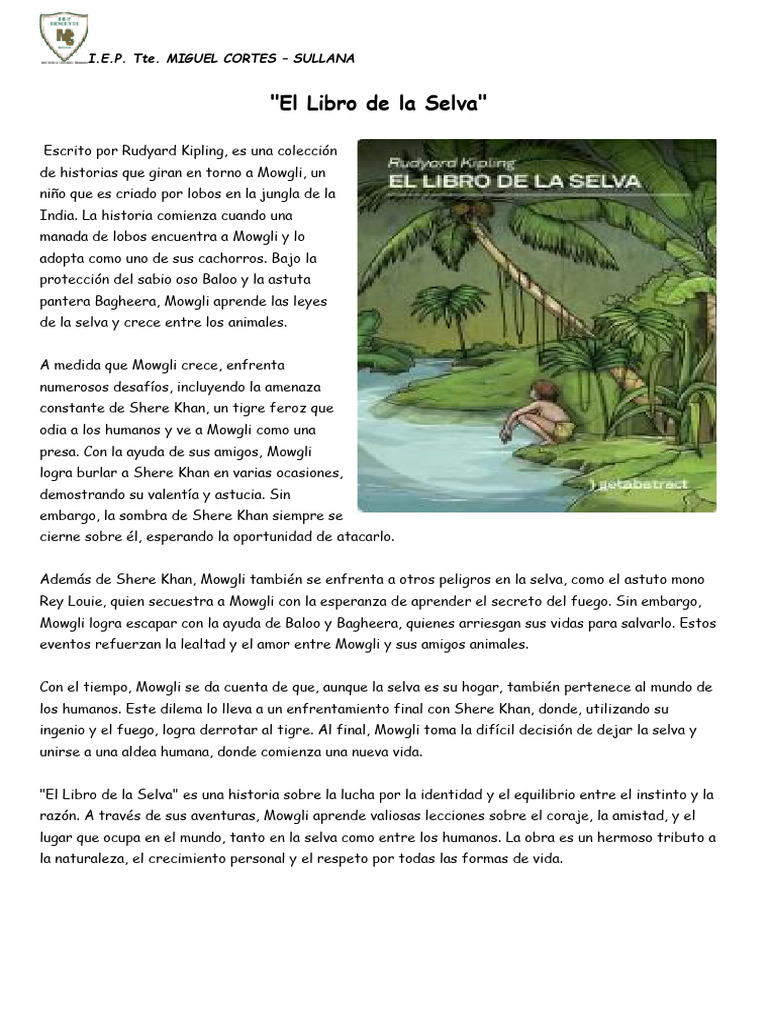 Plan Lector El Libro de La Selva. | PDF