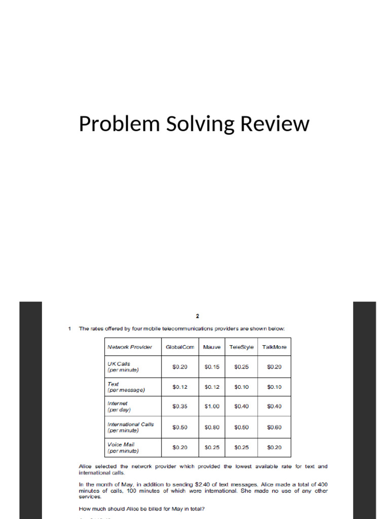 Test 1 - Problem Solving Review | PDF