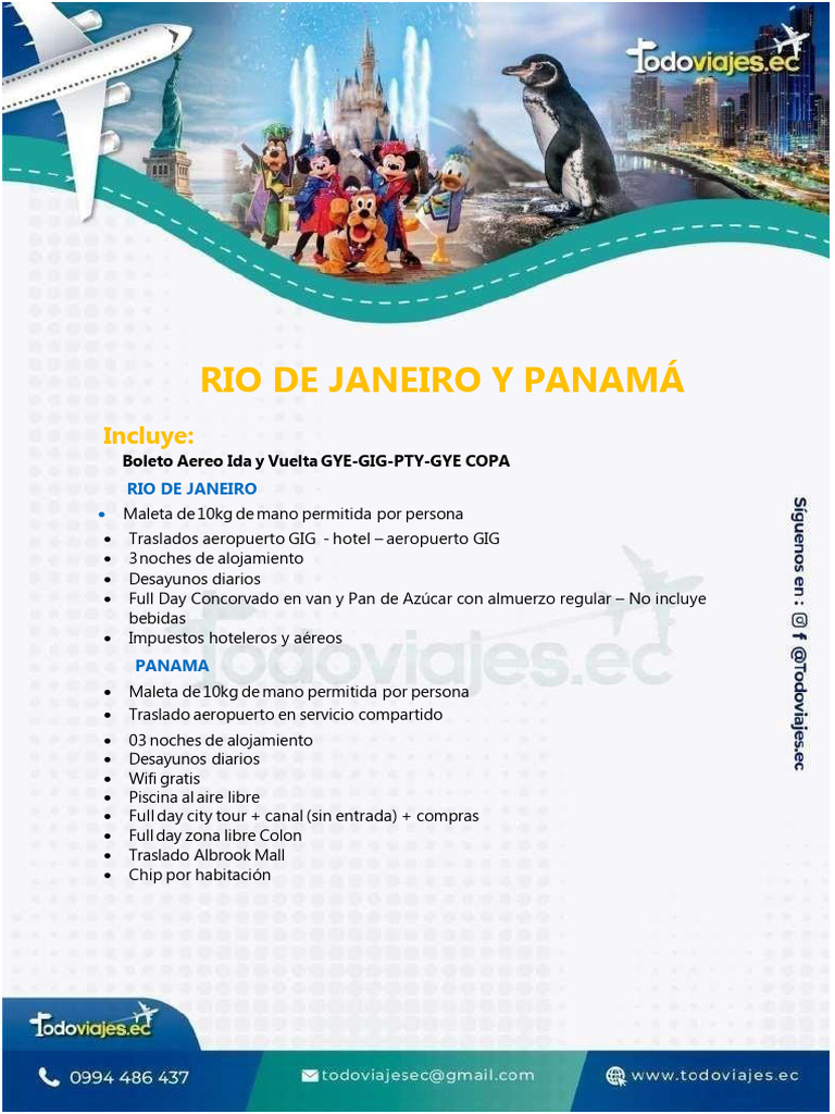Rio de Janeiro + Panama Gye - Salidas 2024 Actualizadas | PDF