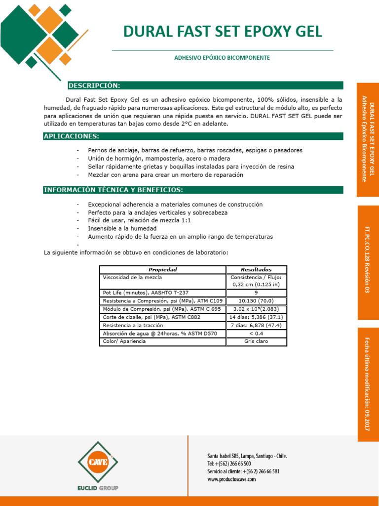 HDS Ficha-Tecnica-2017-Dural-Fast-Set-Epoxy-Gel | PDF