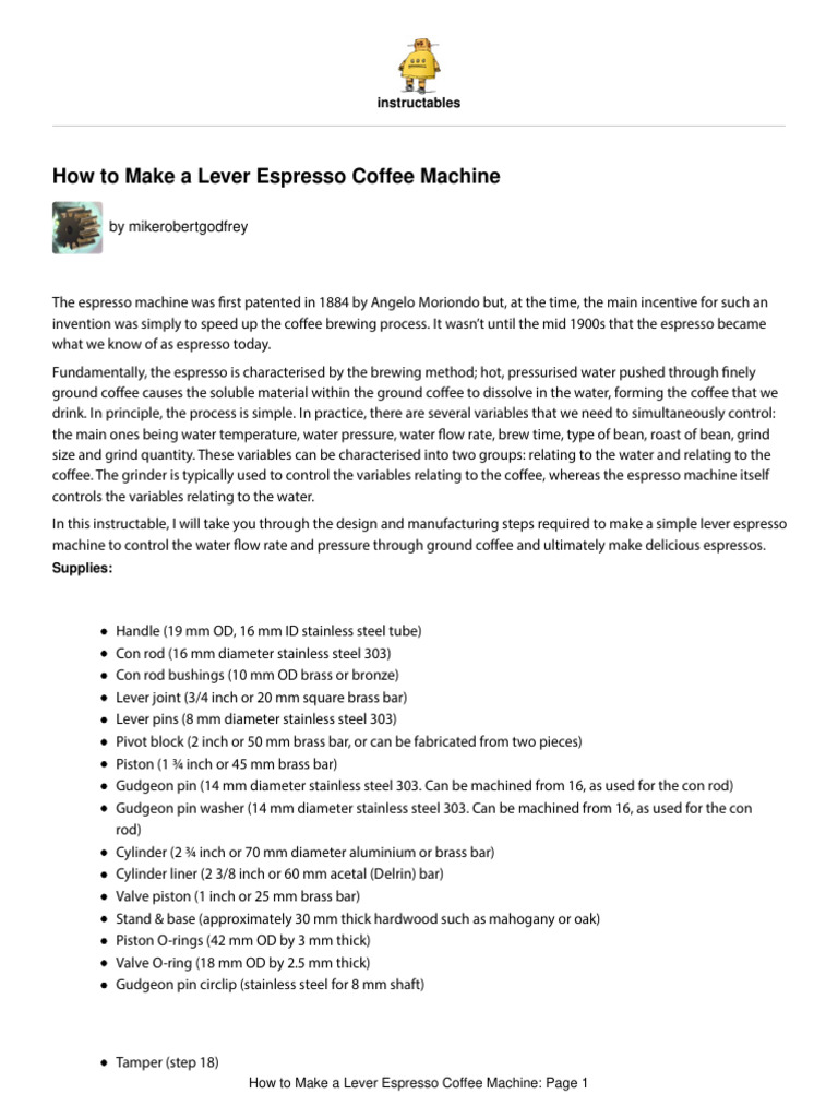 How-to-Make-a-Lever-Espresso-Machine | PDF