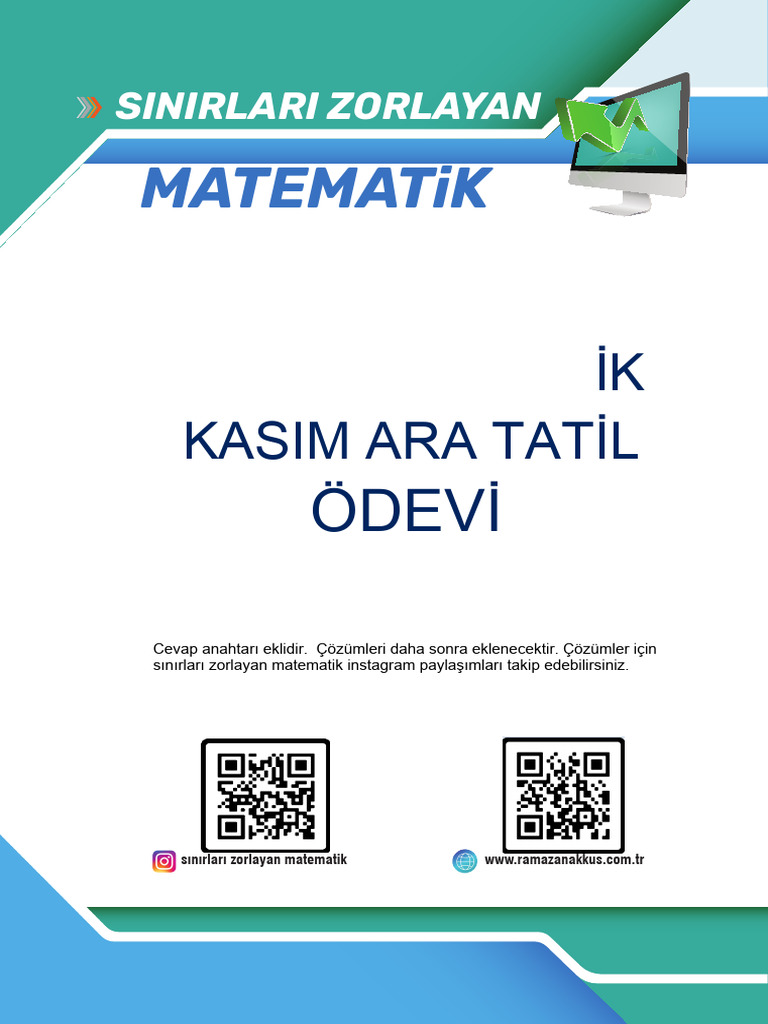 Sinif Matemati̇k 2023 Kasim Ara Tati̇l Ödevi̇ | PDF