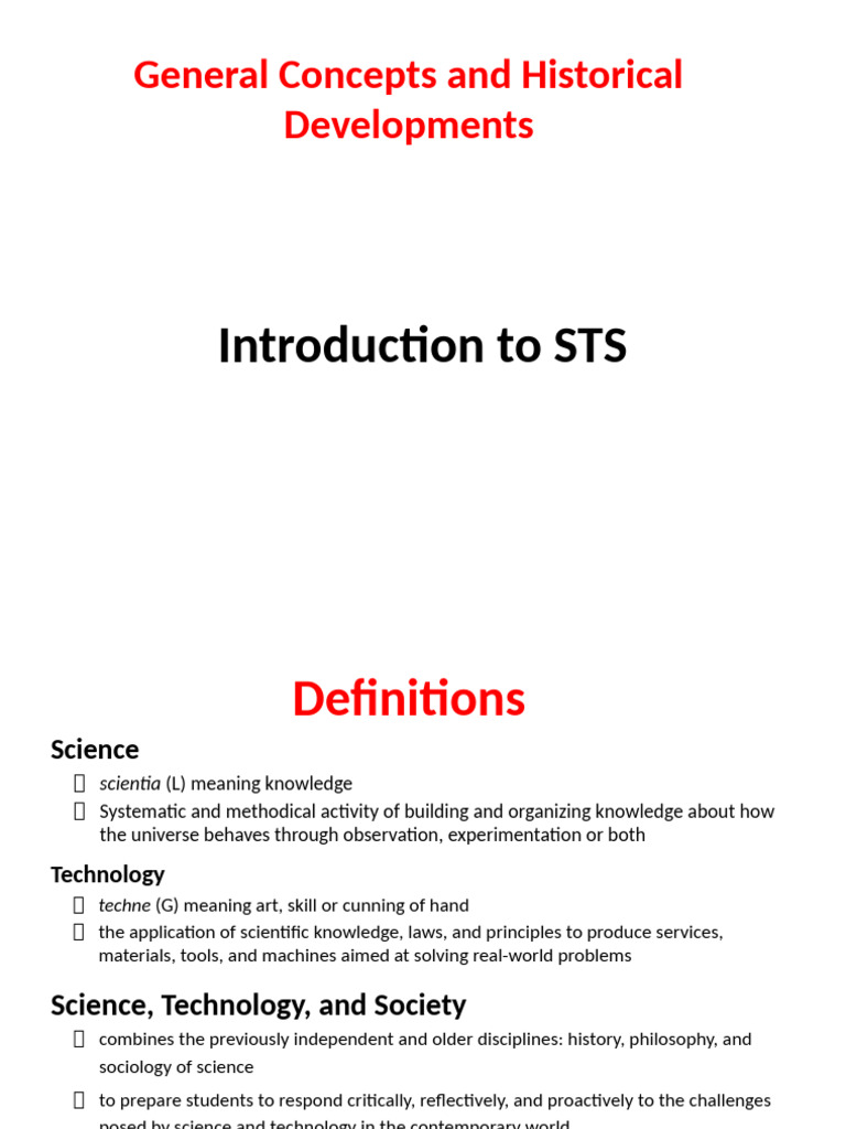 STS Topic 1 Introduction and Historical Antecedents | PDF