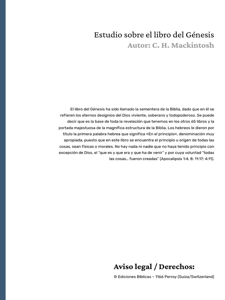 Estudio Sobre El Libro Del Genesis | PDF