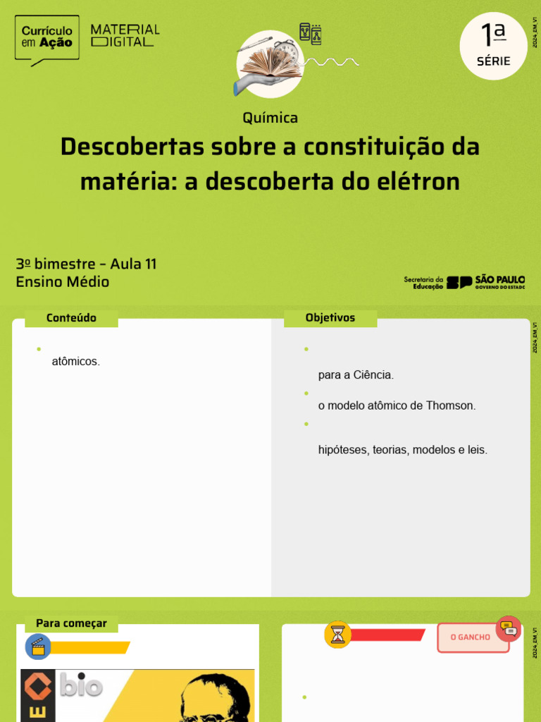Aula 11 Descobertas Sobre A Constituição Da Matéria A Descoberta Do