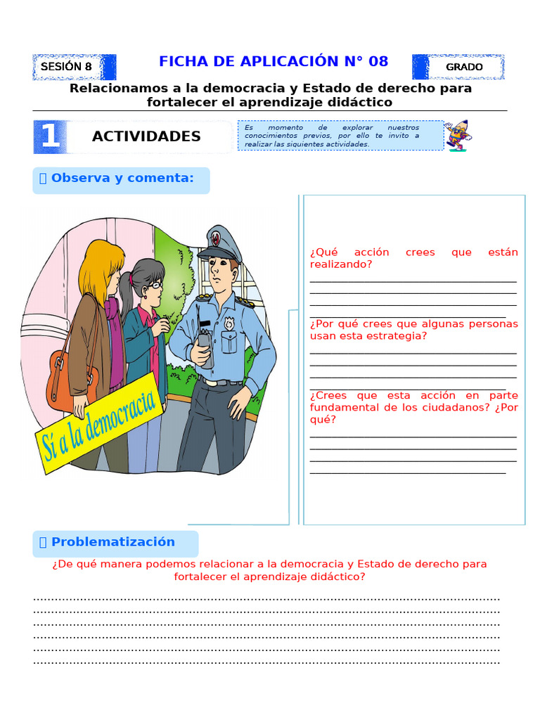 Ficha 8 - Relacionamos A La Democracia y Estado de Derecho para Fortalecer El Aprendizaje ...