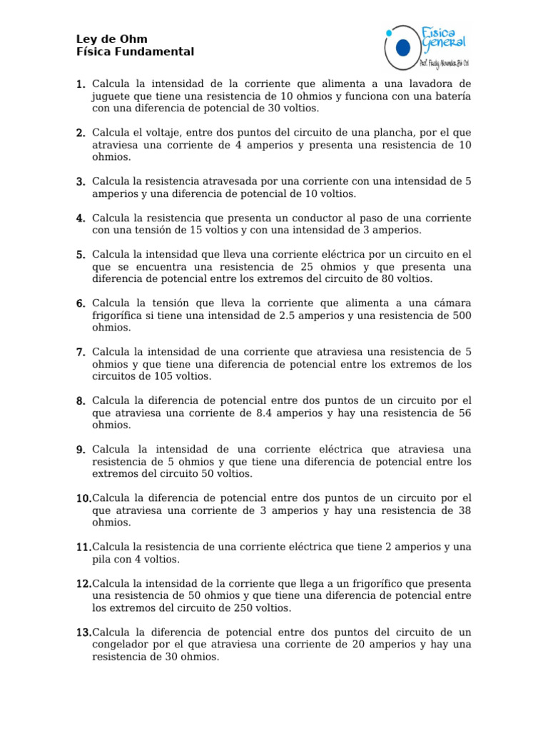 Ley de Ohm 100 | PDF | Corriente eléctrica | Ciencia y matemáticas