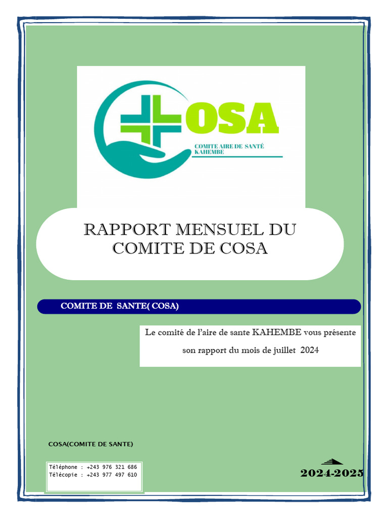 RAPPORT MENSUEL COSA | PDF