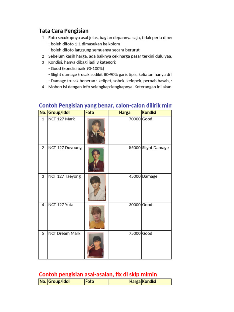Template List Photocard | PDF