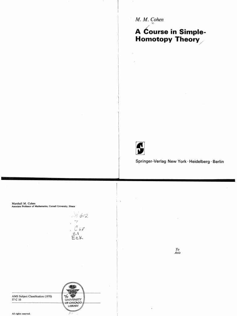 010 - A Course in Simple-Homotopy Theory | PDF