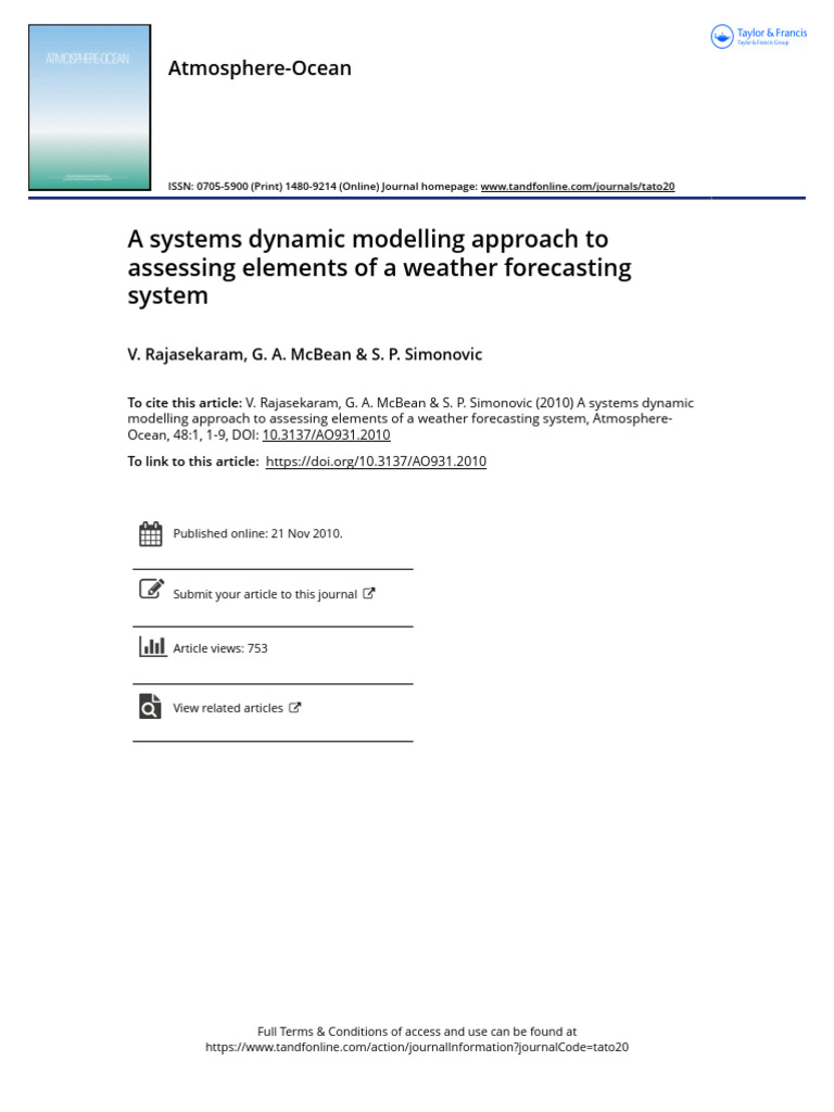 A Systems Dynamic Modelling Approach To Assessing Elements of A Weather Forecasting System | PDF