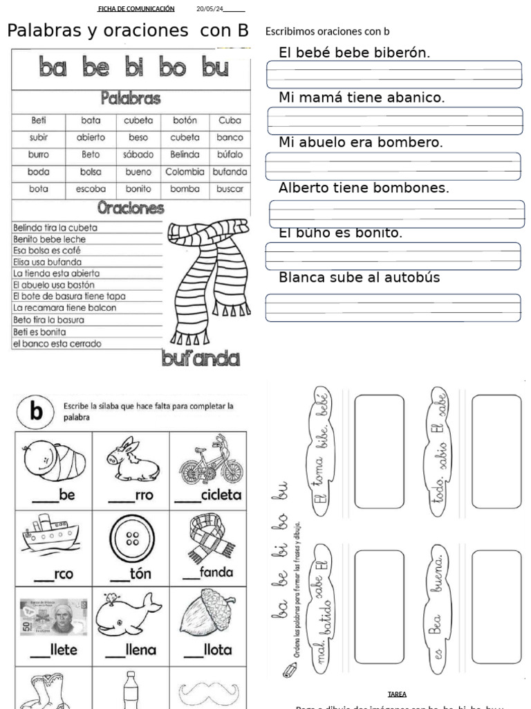 20-5 Ficha Oraciones Con B | PDF