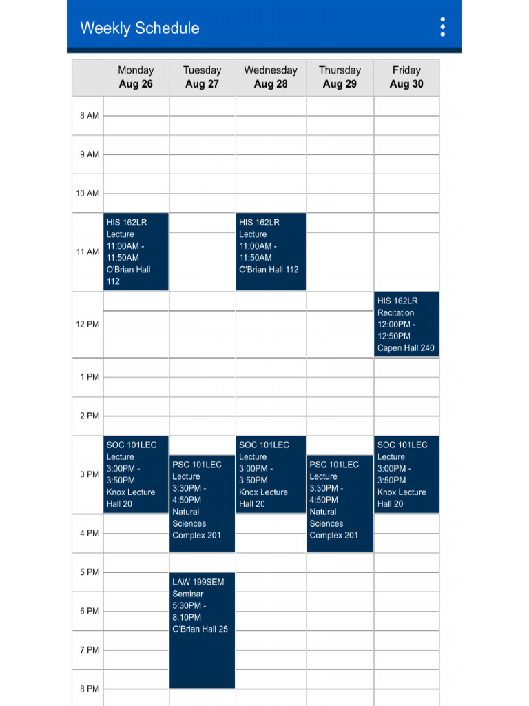 Weekly Schedule Noriely | PDF