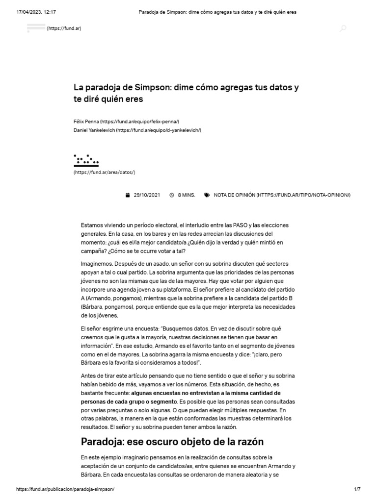 5 Paradoja de Simpson - Dime Cómo Agregas Tus Datos y Te Diré Quién ...