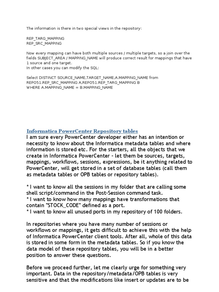 A Repository Tables | PDF | Metadata | Databases