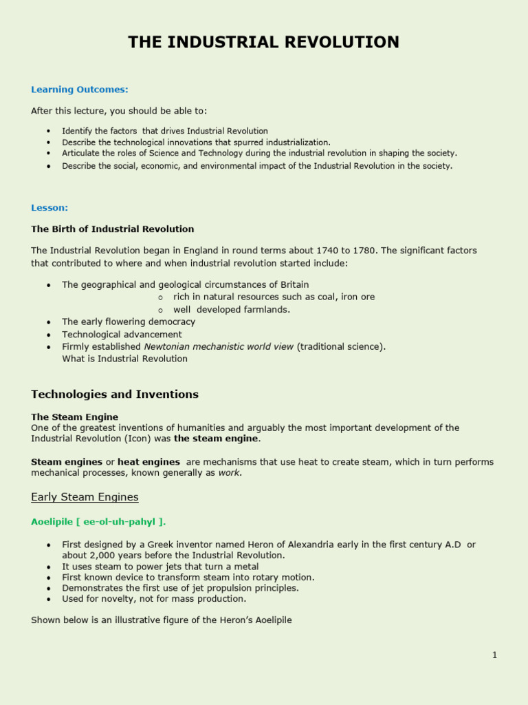 Industrial Revolution - Steam Engine | PDF