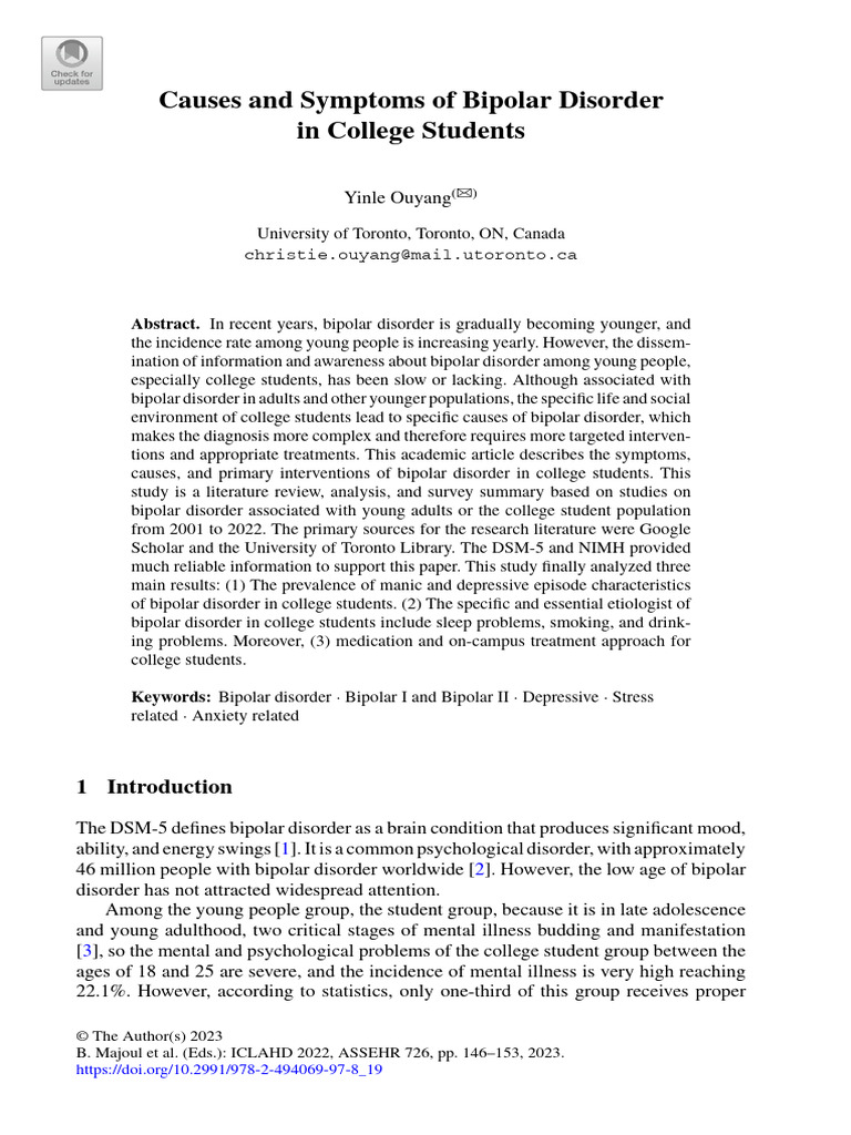 Bipolar Disorder in College Students: Causes & Symptoms | PDF | Bipolar ...