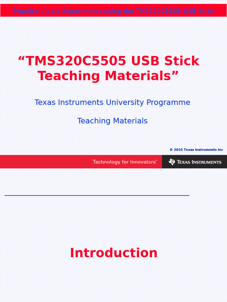 Chapter 0 Introduction To TMS320C5505 USB Stick | PDF