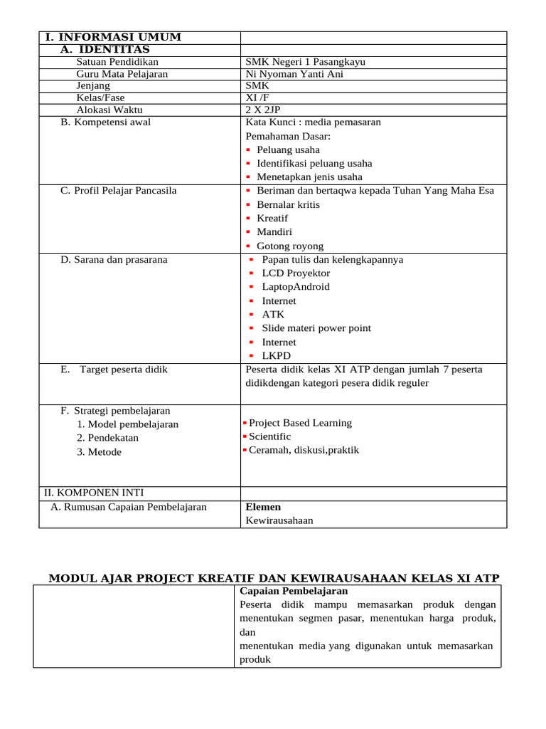 Modul PKK Kelas Xi Ganjil Kurmer | PDF