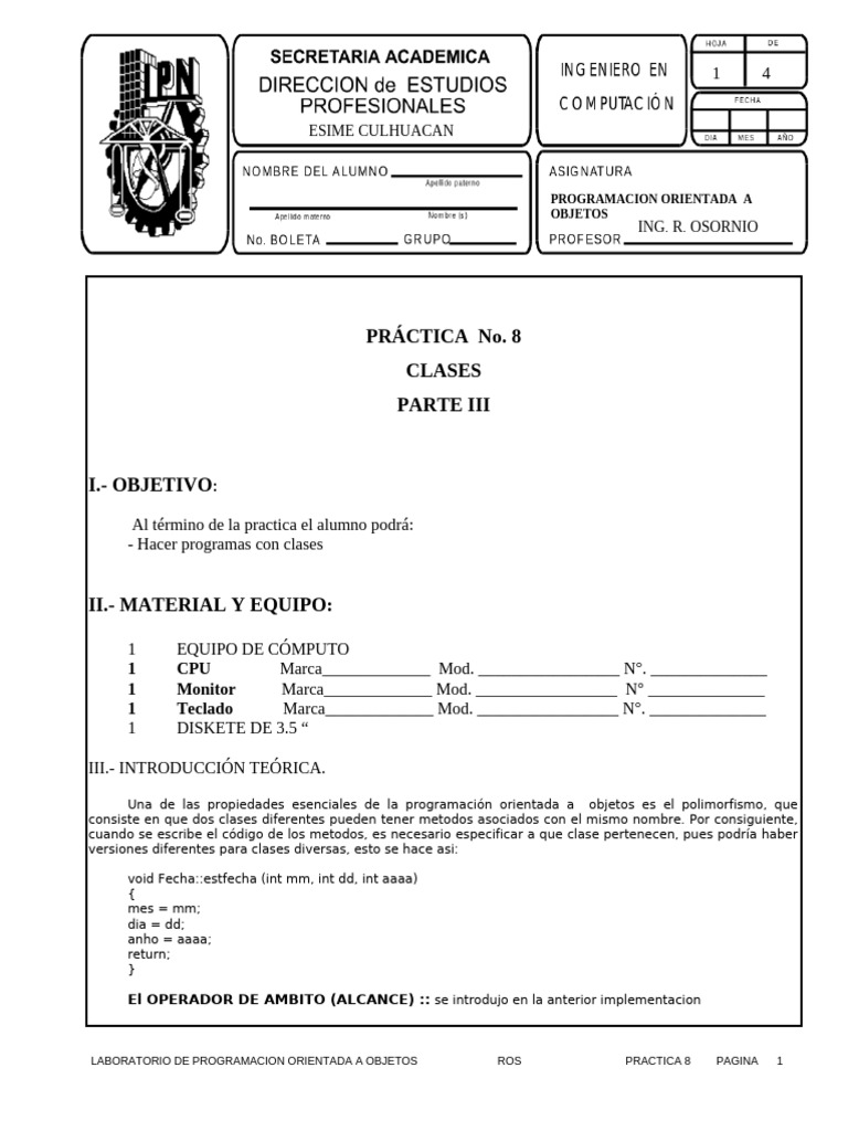 Practica 08 POO | PDF