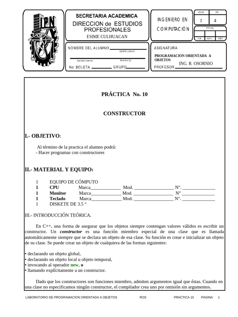 Practica 10 POO | PDF | Computer Programming