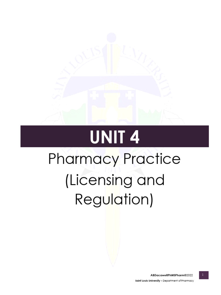 Pharm111 Unit4 | PDF