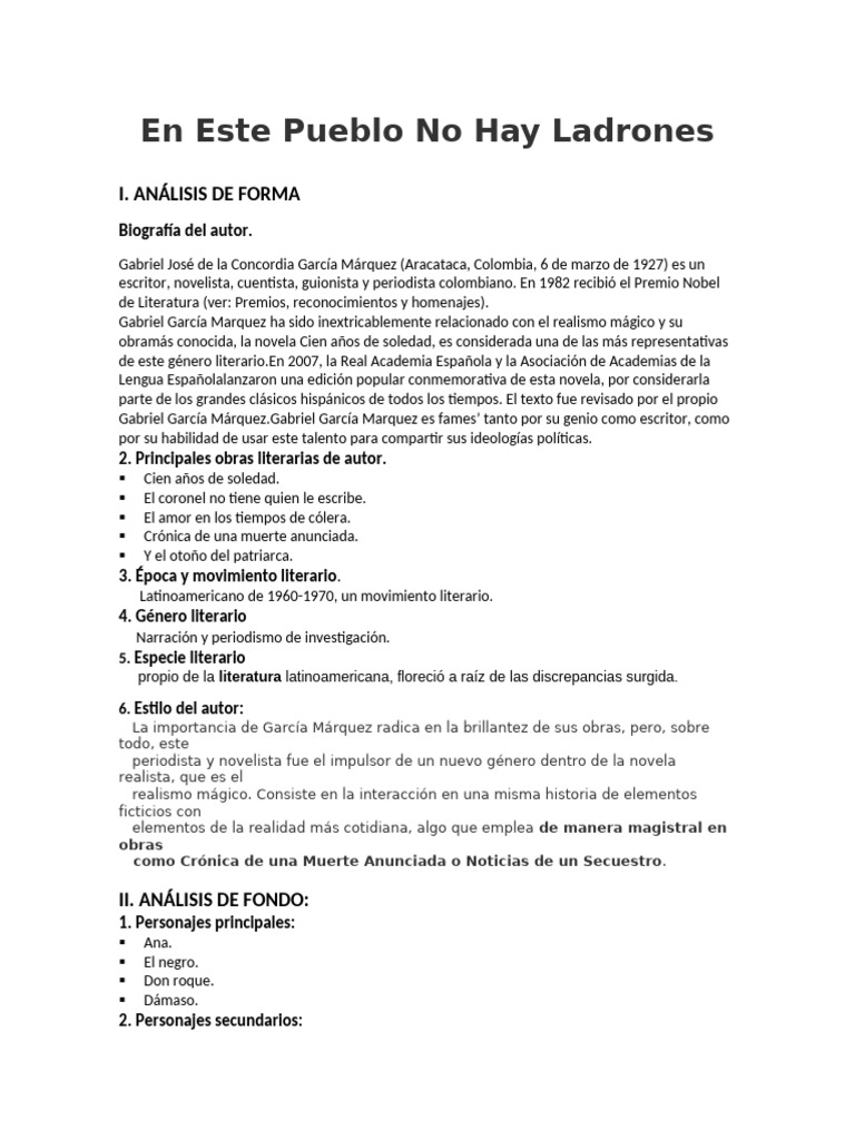 En Este Pueblo No Hay Ladrones | PDF