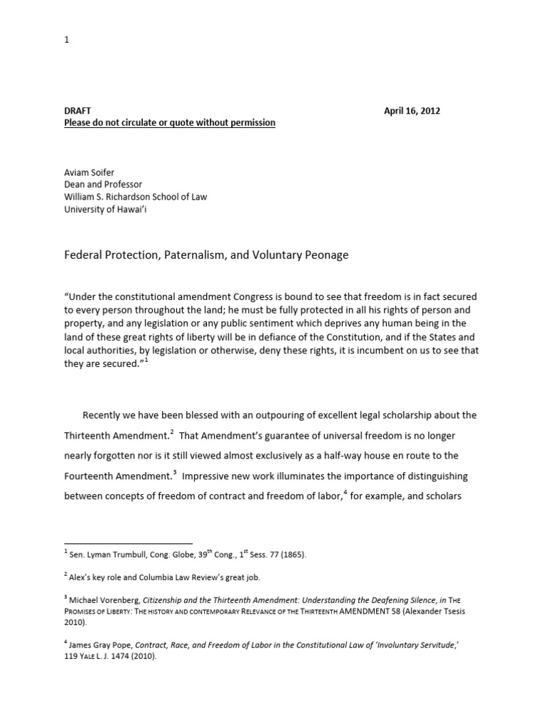 Peonage Review Voluntary :fair-Market-Usage: PDF | PDF