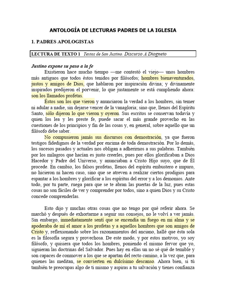 Antología de Lecturas Padres Apologetas | PDF