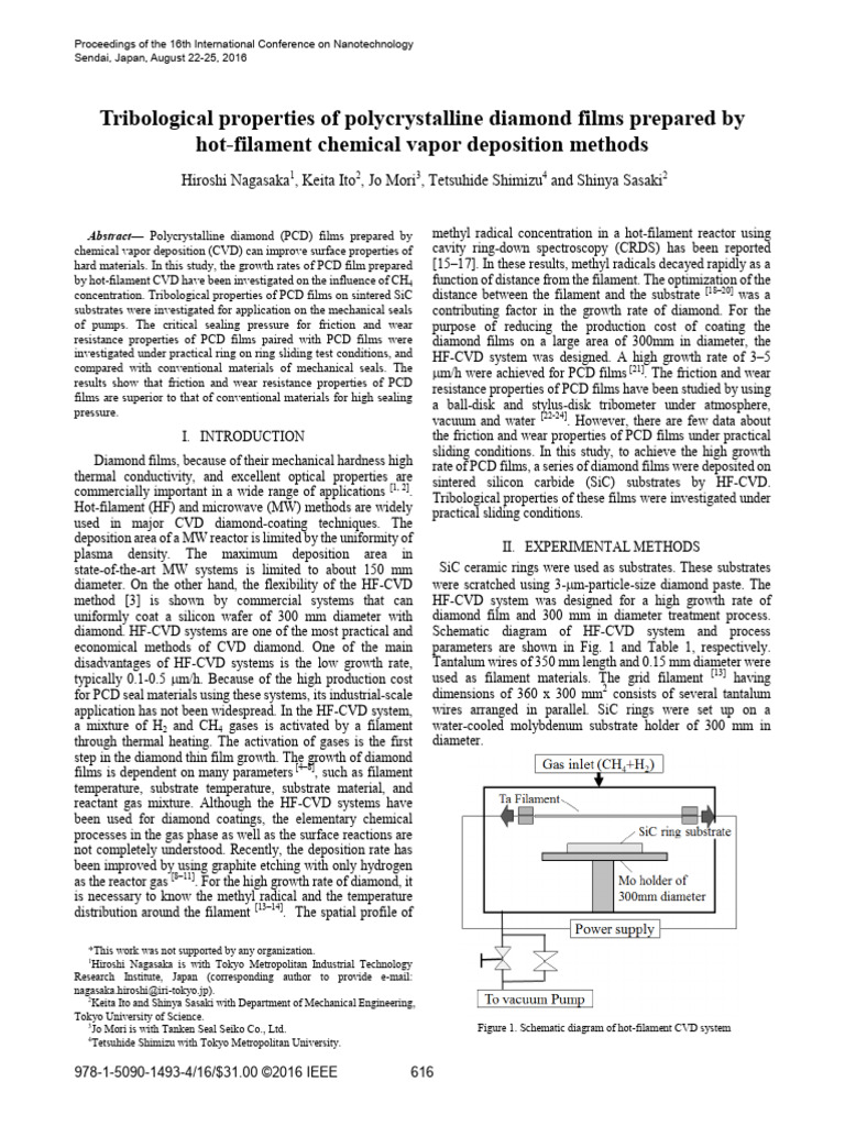 Tribological Properties of Polycrystalline Diamond Films | PDF