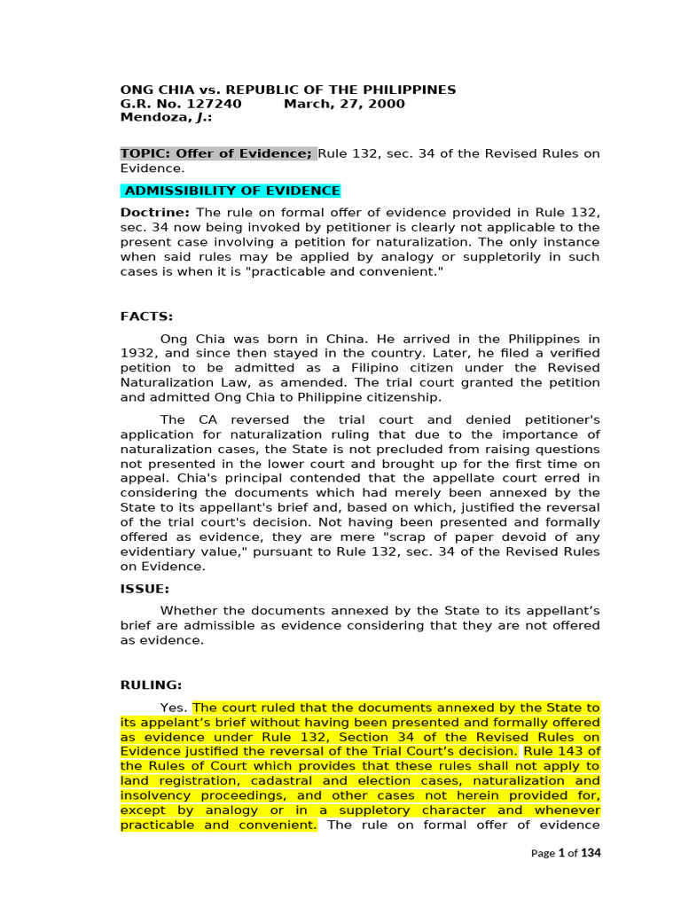 Case Digests Evidence | PDF