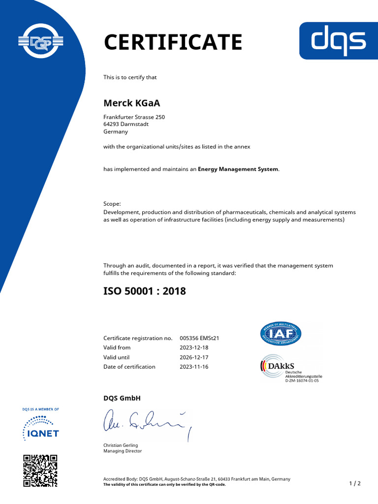 Certificate ISO 50001 2018 EN | PDF
