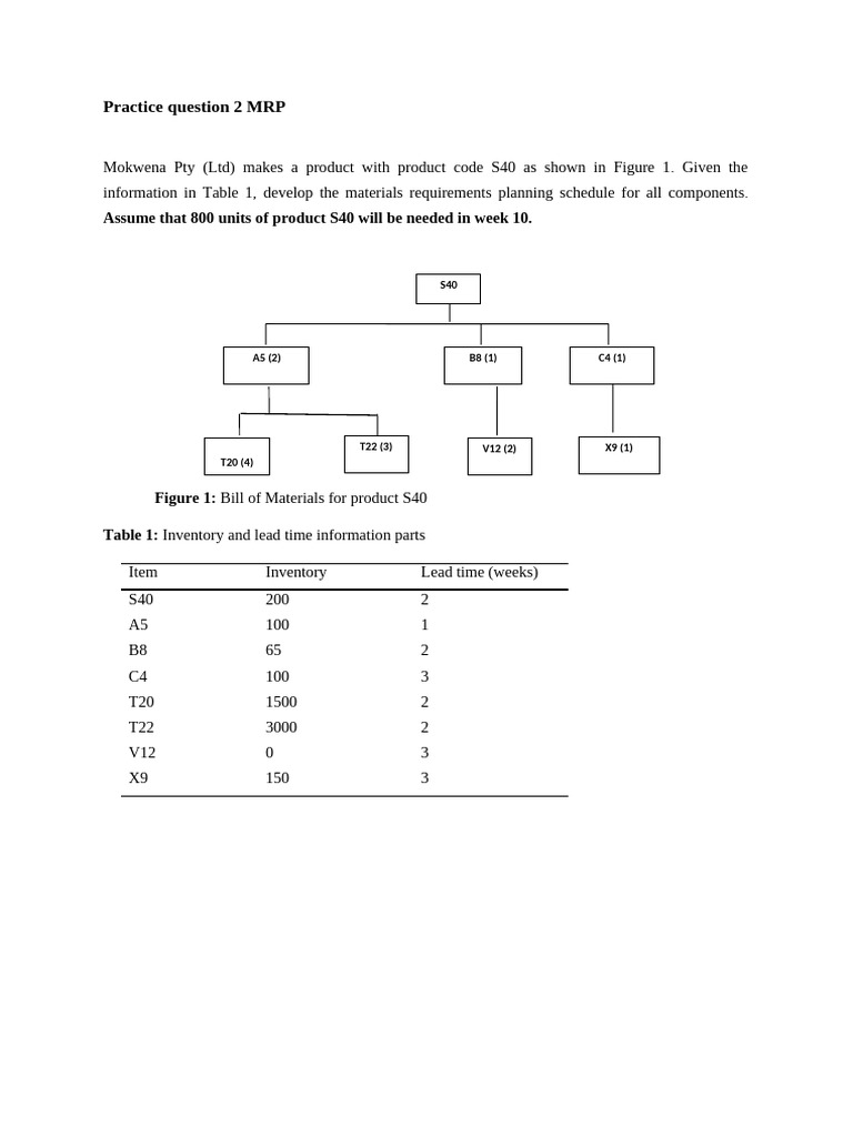 MRP Practice Question S40 | PDF
