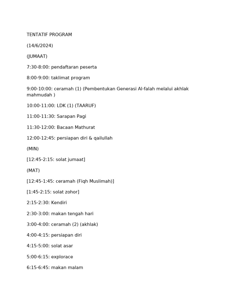 Tentatif Program | PDF